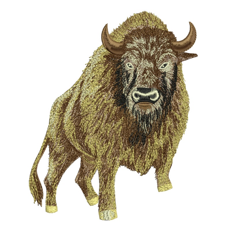 Bison Embroidery Design - 3 Sizes - REAL Buffalo Machine Embroidery ...