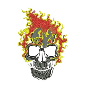 FIRE Skull Head Embroidery Design 3 Sizes DOWNLOAD Flaming Skullhead ...