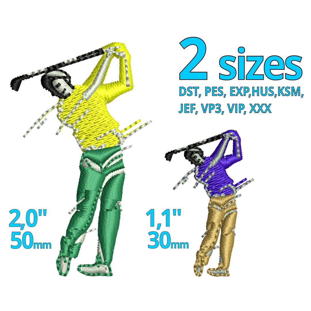 Golfer Embroidery Design 2 Sizes - Small Mini Golf Machine Embroidery ...