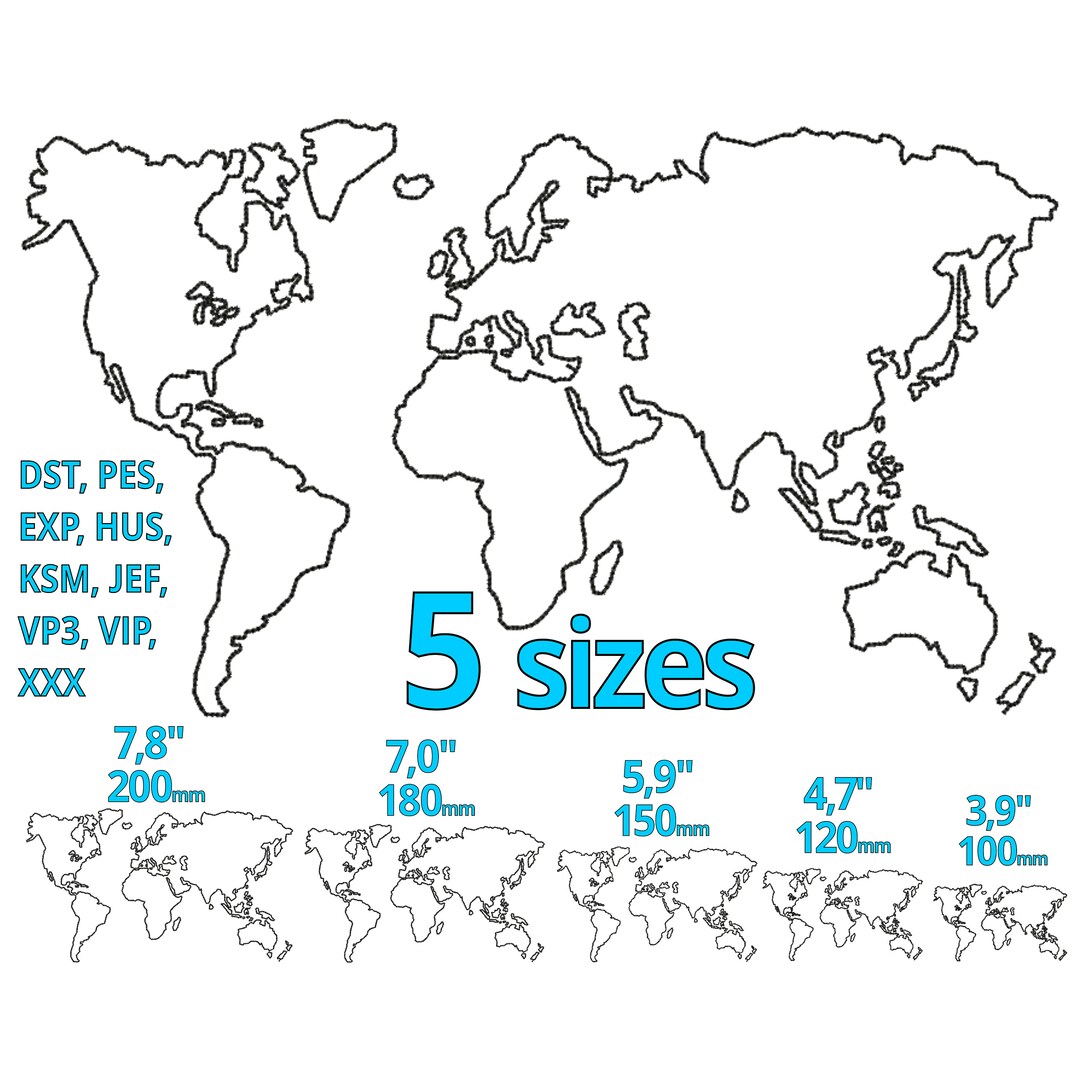 World Map Embroidery Design | Planet Earth Machine Embroidery File ...