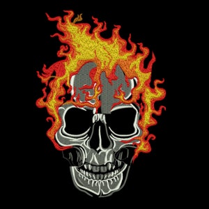 FIRE Skull Head Embroidery Design 3 Sizes DOWNLOAD Flaming Skullhead ...