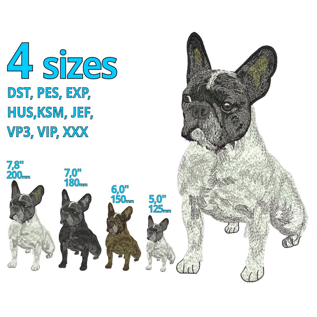 Bulldog Embroidery Design 4 SIZES, Real French Bull Dog Machine ...
