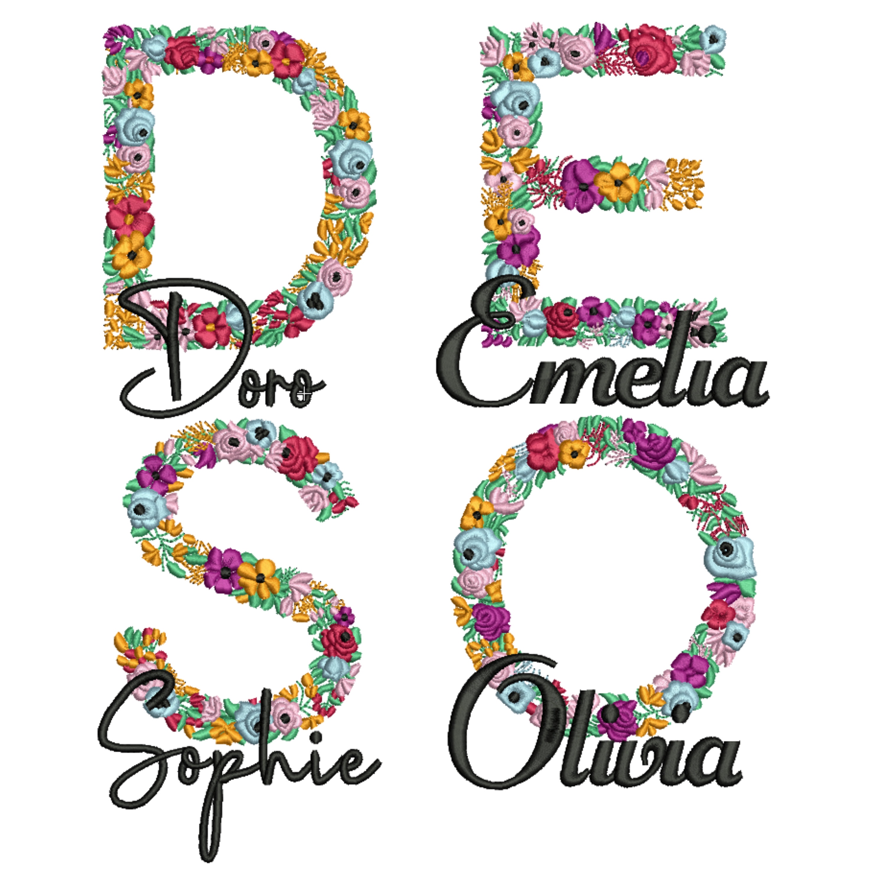 Alphabet Floral Machine Embroidery Font File 6inch 150mm | Etsy