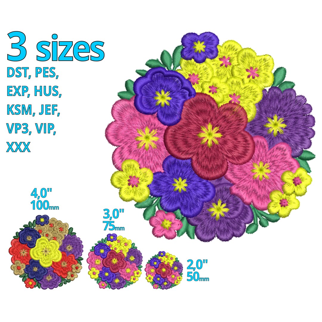 Flower Embroidery Design | Circle Form Floral | Round Flowers Machine ...