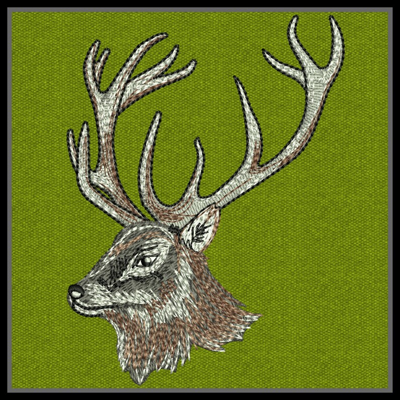 Deer Embroidery Design 4 Sizes Real Deer Head Machine | Etsy
