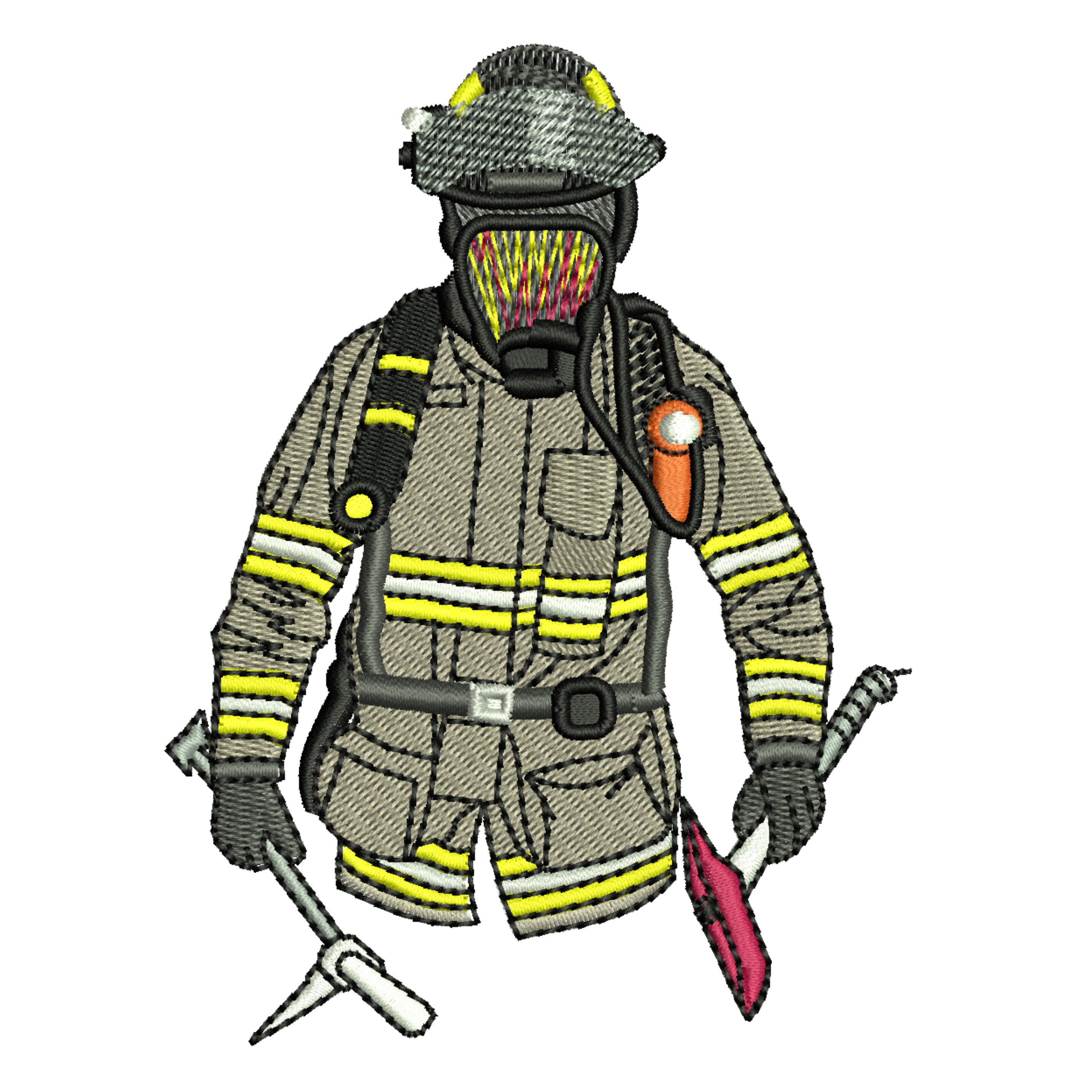 Fireman Embroidery Design 3 Sizes - Firefighter Machine Embroidery File ...