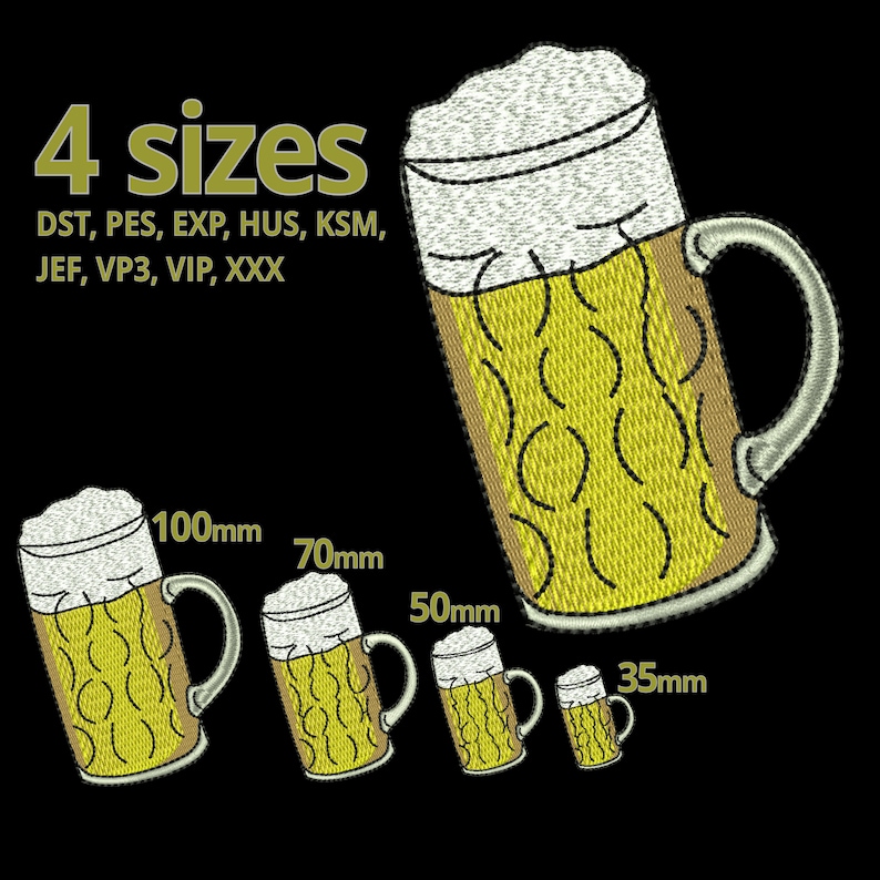 Beer Embroidery Design 4 Sizes Beer Glas Jug Gift for Beer | Etsy