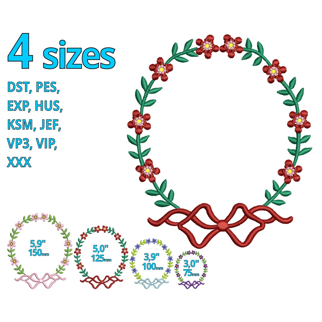 Monogram Floral Machine Embroidery Design Circle Frame 4 Sizes- Flowers ...