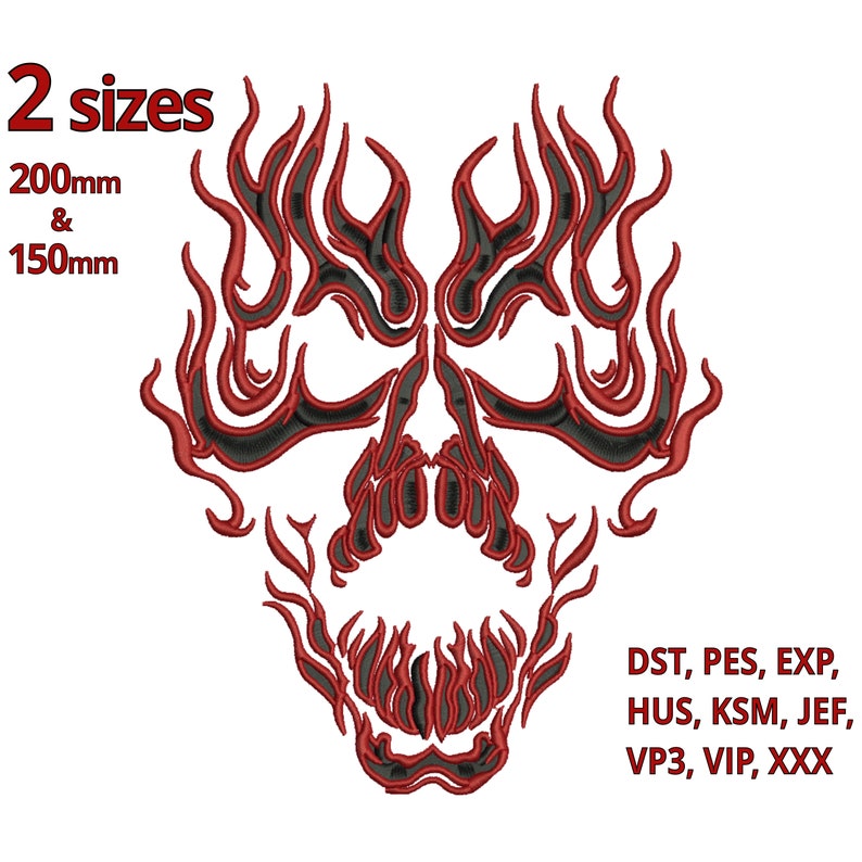 Flames Skull Embroidery Design Fire Skull Head Embroidery - Etsy