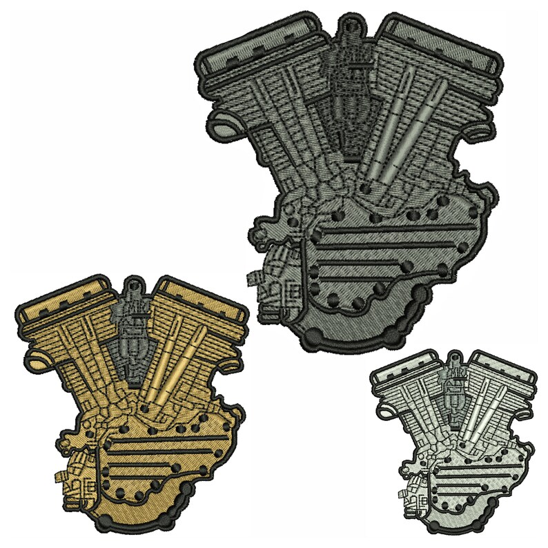 V-twin V2 Motor Embroidery Design 3 Sizes - Biker Harley Motorblock ...