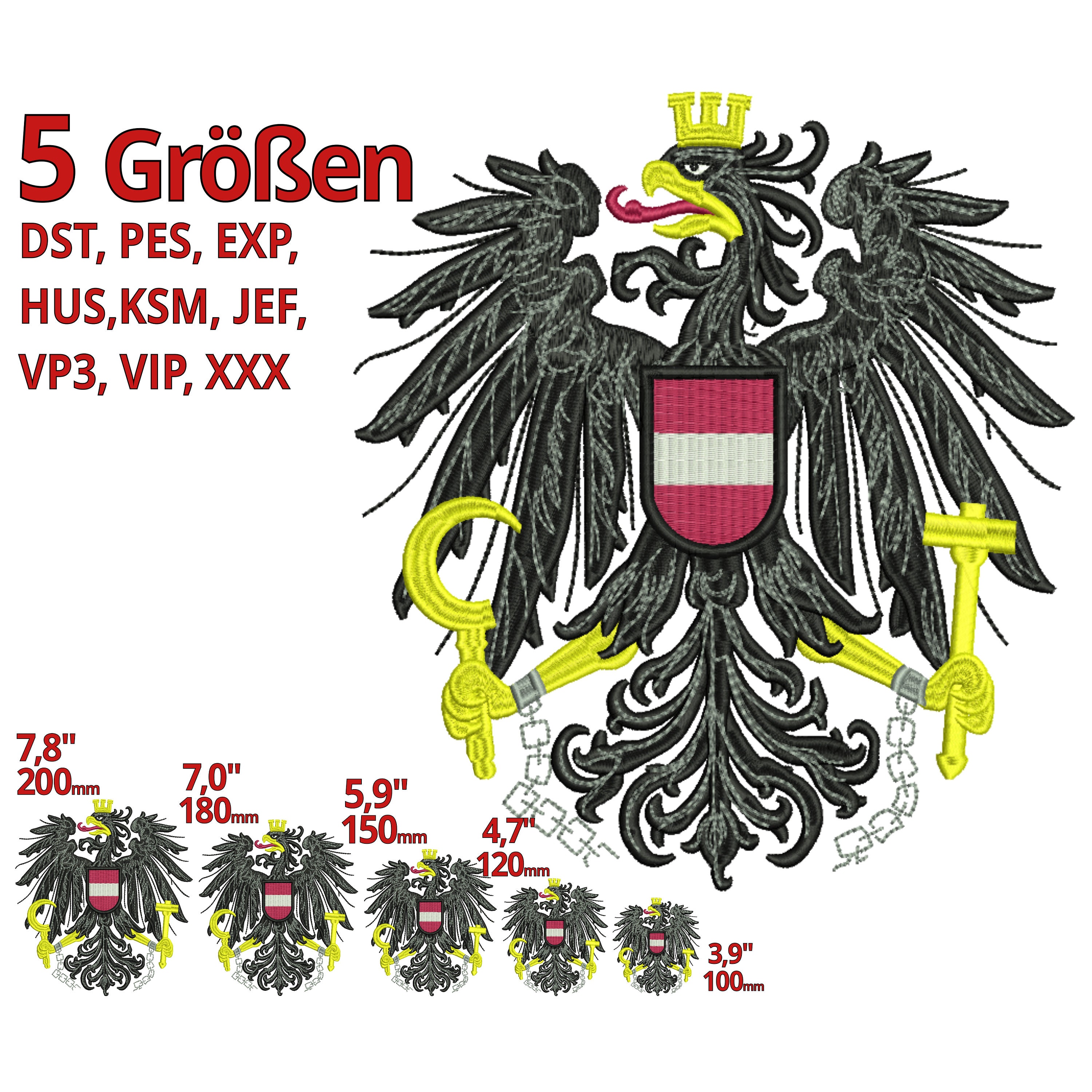 Adler Österreich Stickdatei 5 Größen Großes Austria Wappen - Etsy ...