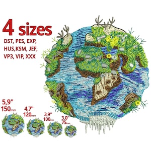 Earth Embroidery Design | Planet Earth Globe Machine Embroidery File ...