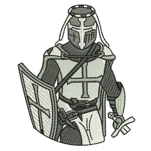 Knight Embroidery Design - Crusader Machine Embroidery File 3 Sizes ...