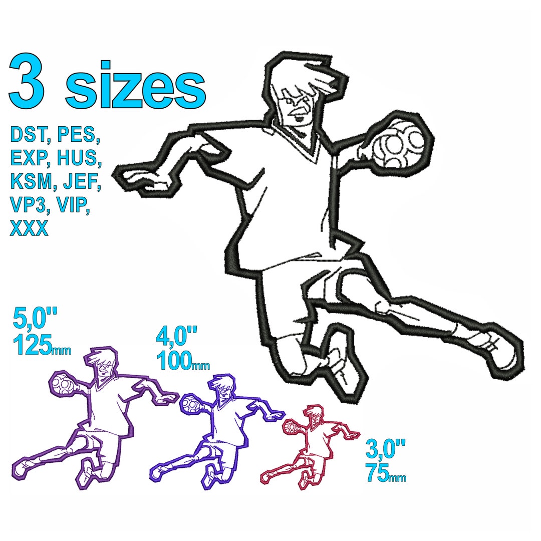 Handball Embroidery Design - Handballer Team Athlete Machine Embroidery ...