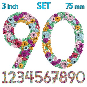 Numbers Embroidery Design | 3inch 75mm | FLORAL Number Machine ...