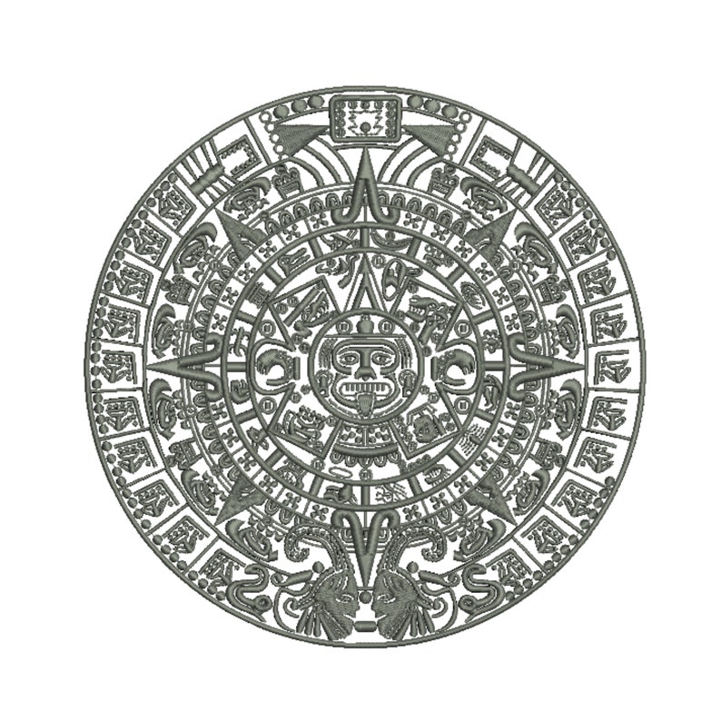 Aztec Calendar Embroidery Design 5 Sizes - Maya Calendar Symbol Mandala ...
