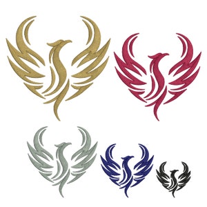 Phoenix Embroidery Design - 5 Sizes - Mini & Big Flaming Phoenix Logo ...