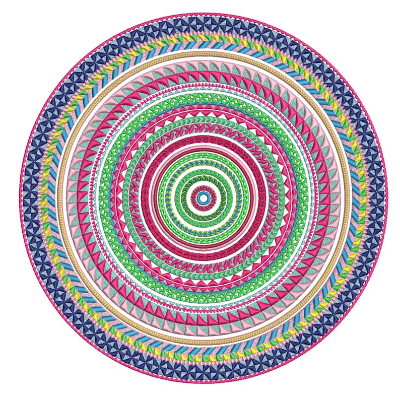 Mandala Machine Embroidery File 2 Sizes Colorful Mandala - Etsy