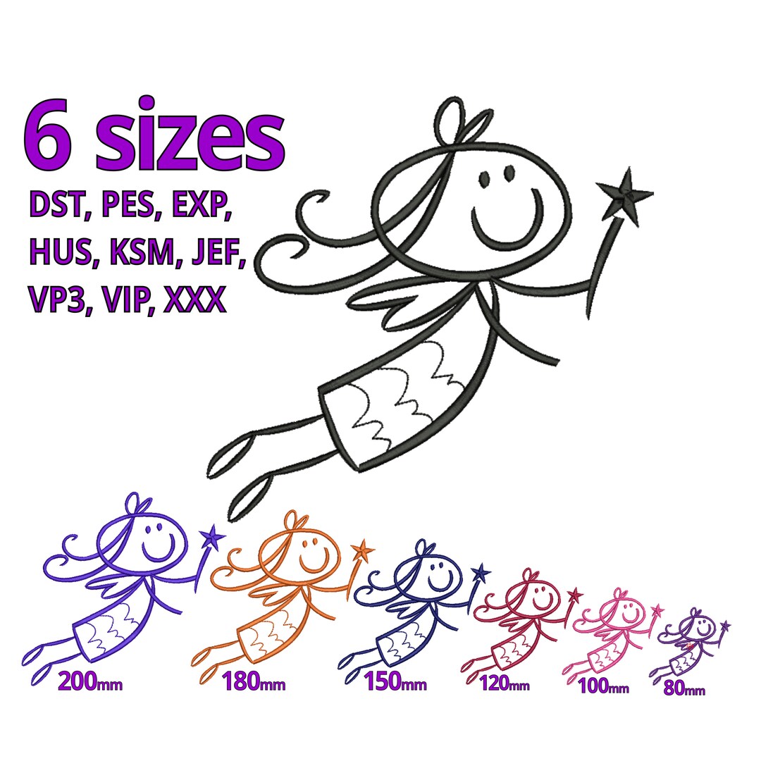 Simple Fairy Embroidery Design 6 SIZES Instant Download - Gift for ...