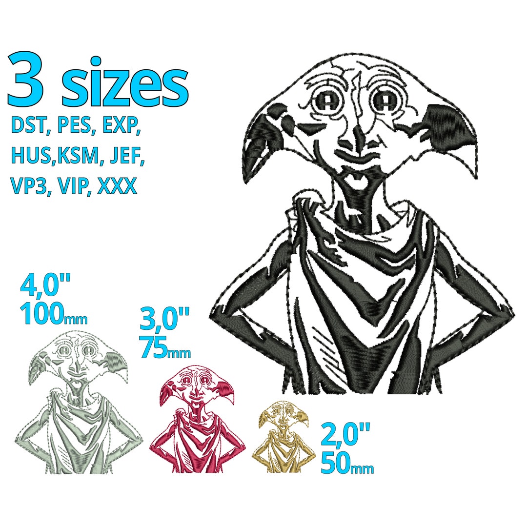 Free House Elf Dobby Embroidery Design - Harry Elf Embroidery Design ...