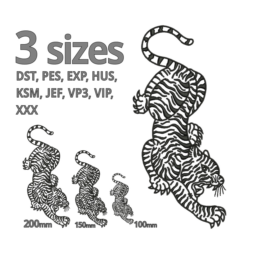 TIGER Embroidery Design - 3 Sizes INSTANT DOWNLOAD - Tiger Crawling ...