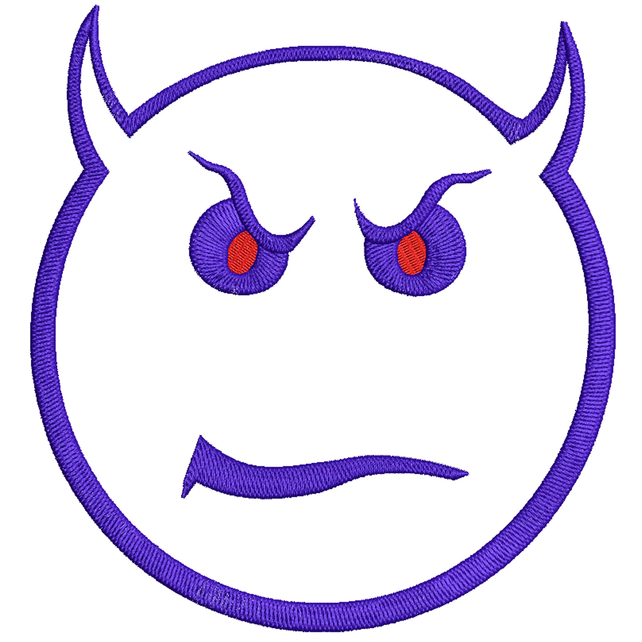 Devil Smile Embroidery Design 6 Sizes - Angry Emoji Face Machine ...