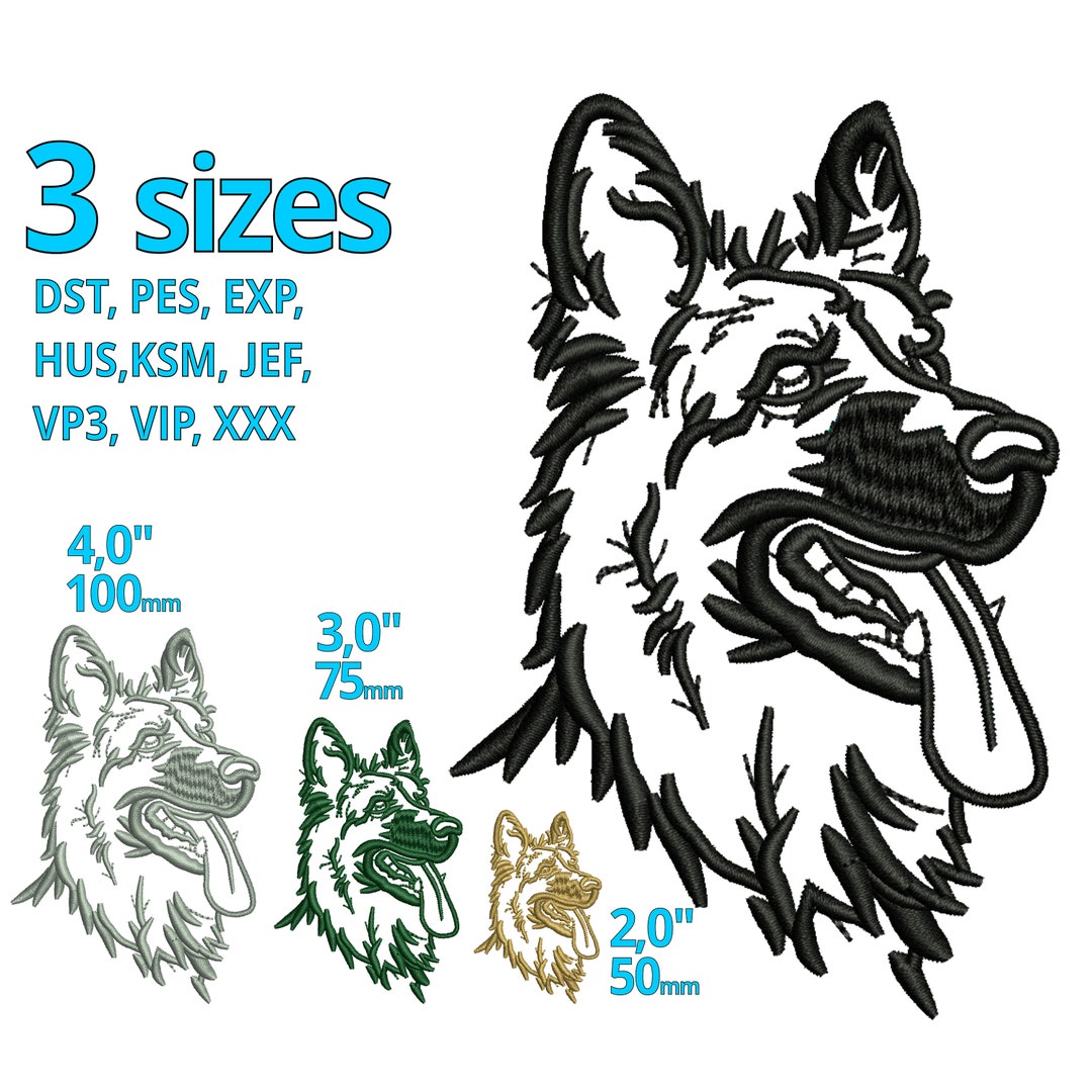 German Shepherd Dog Embroidery Design 3 Sizes, Watchdog Head Machine ...