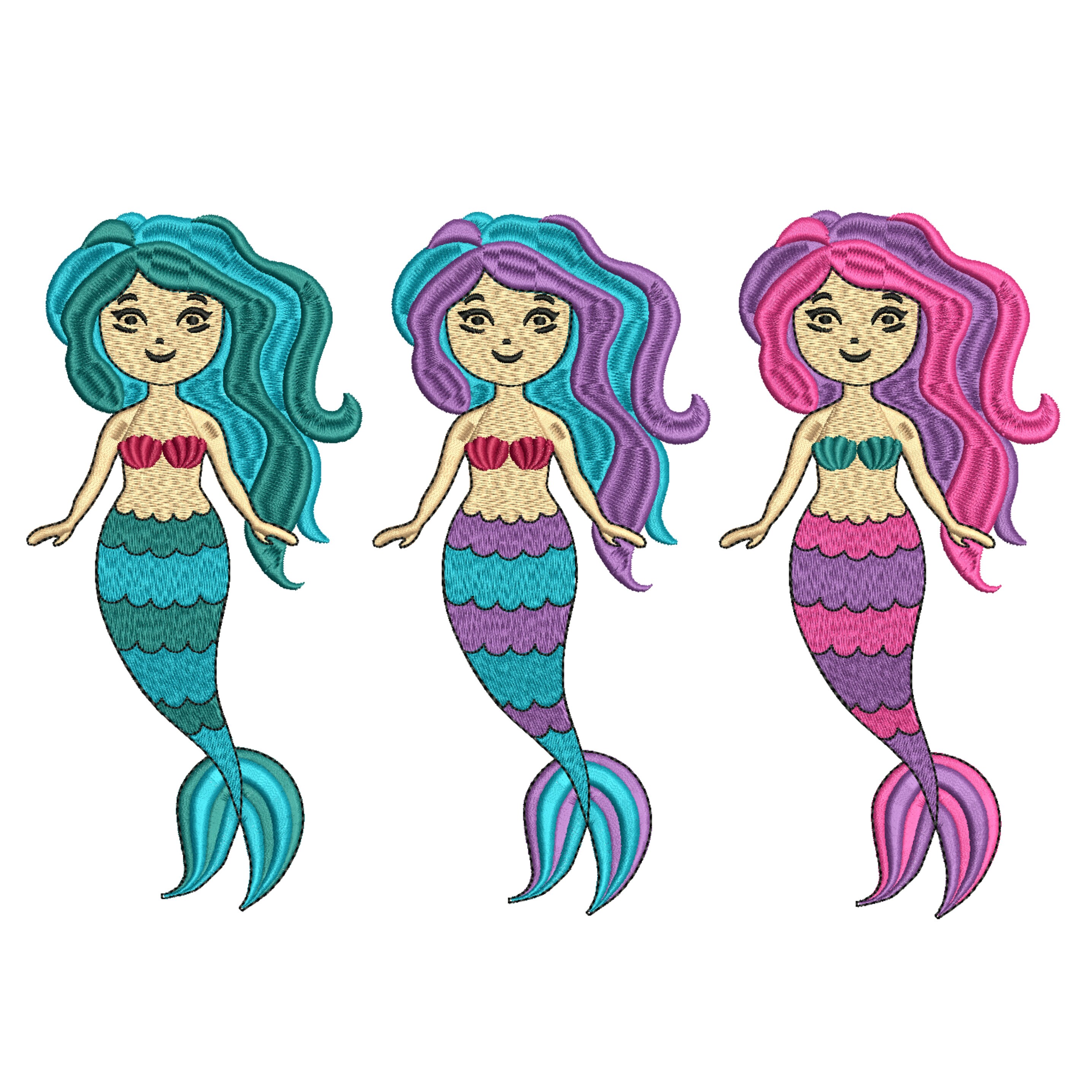 Little Mermaid Embroidery Design 4 Sizes Ocean Princess - Etsy