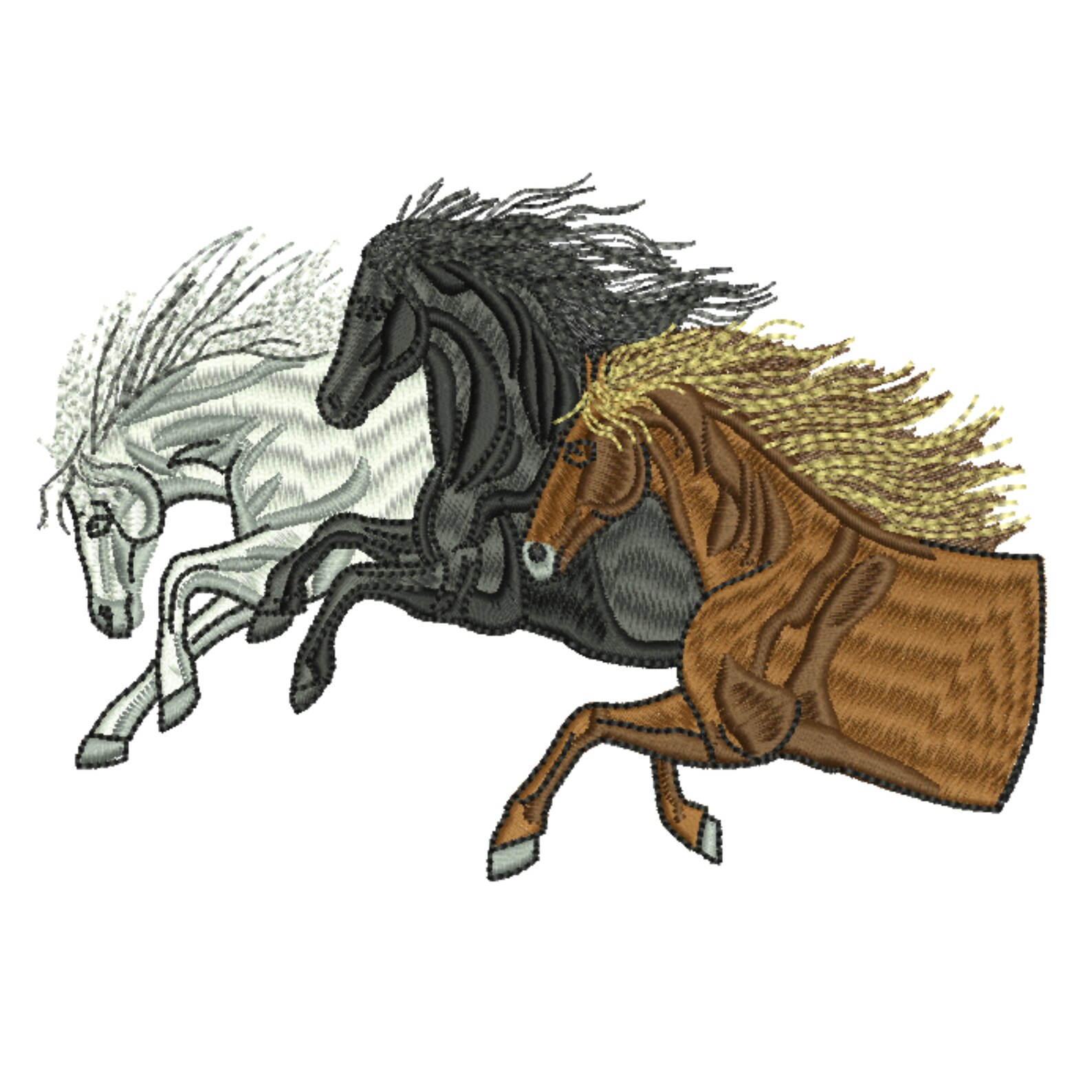 Running Horses Embroidery Design - 3 Sizes Horse Head Embroidery ...