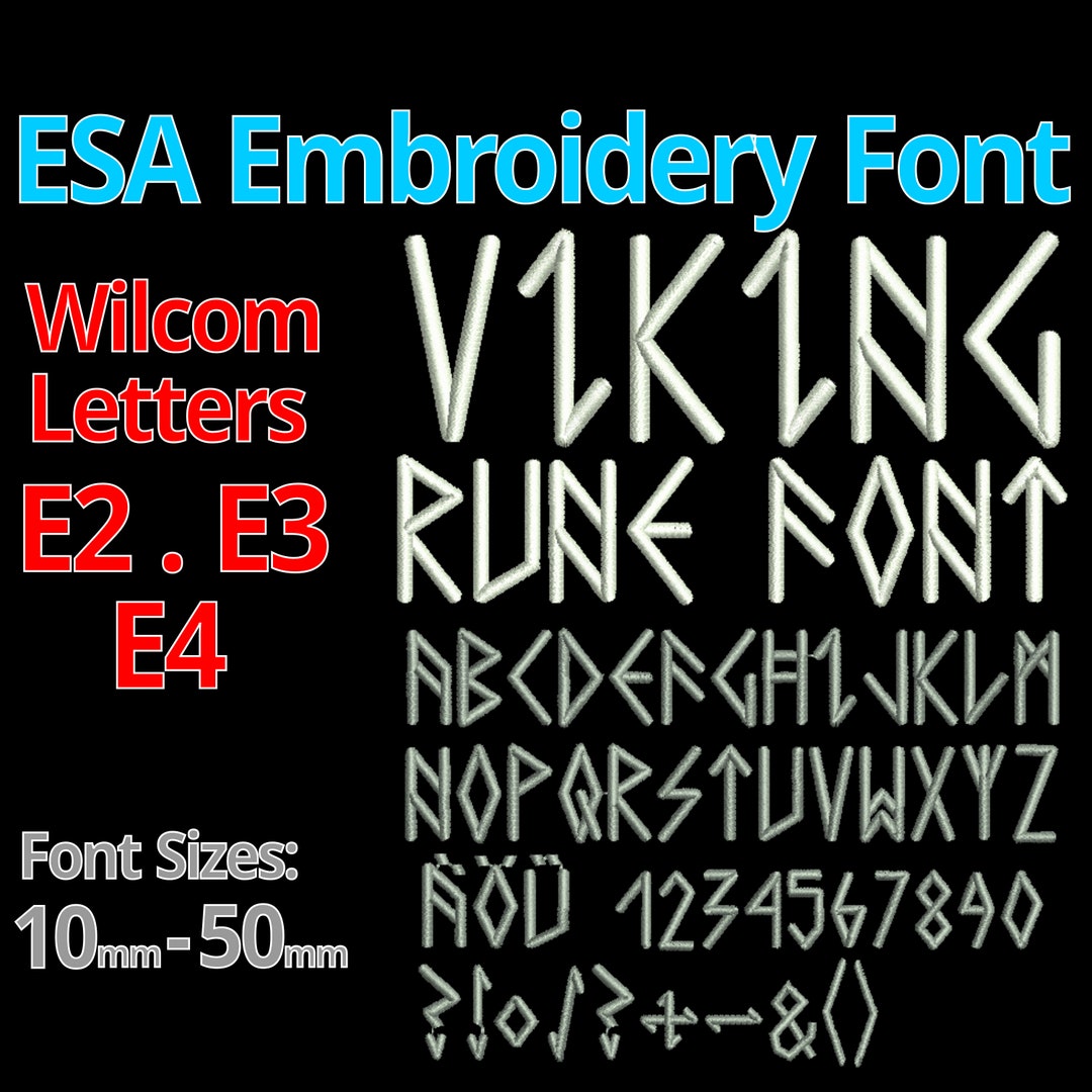 Norse Viking Rune ESA Font | Wilcom Nordic Font File| Works With E2 E3 E4 | ESA Calligraphy ...