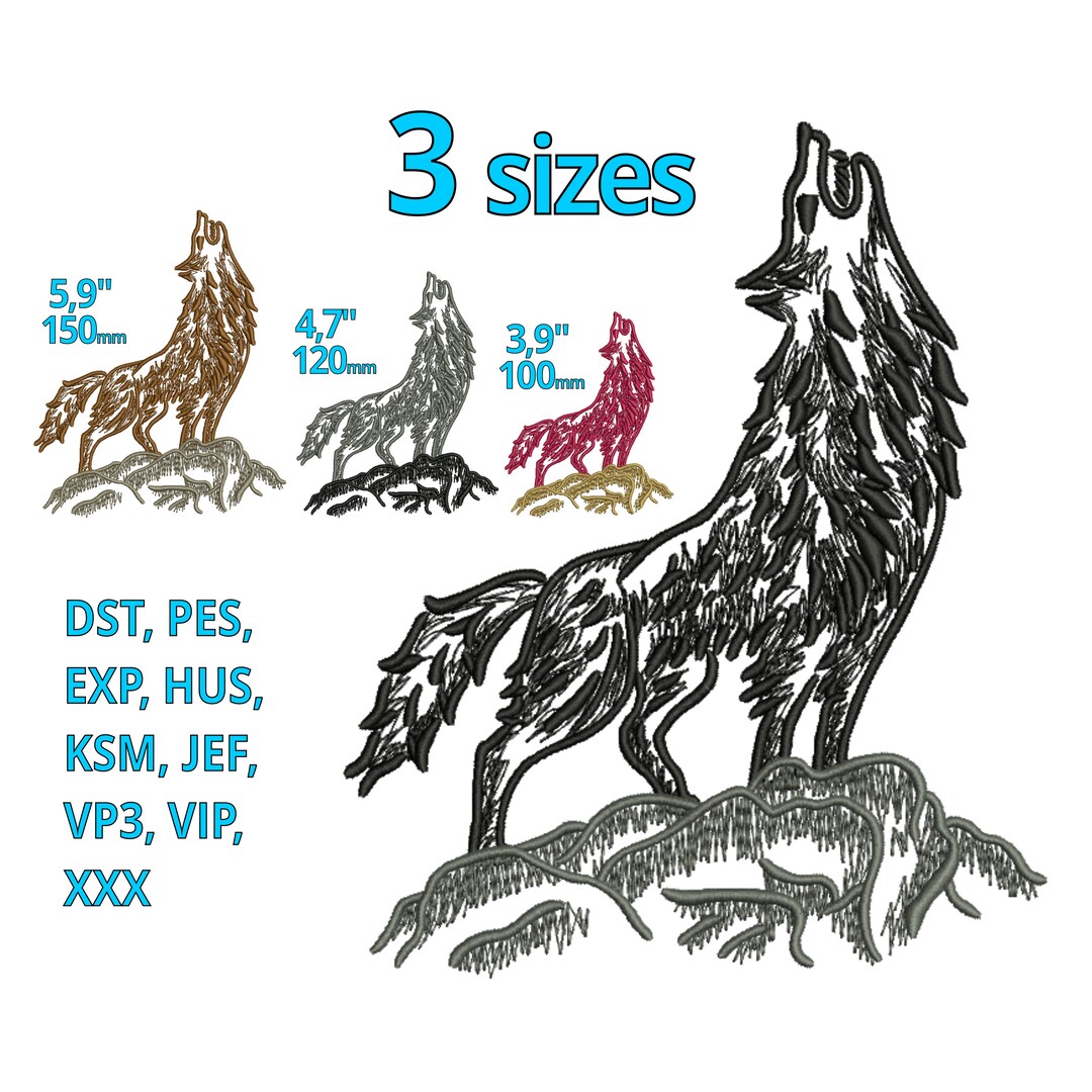 Wolf Embroidery Design - Warewolf Howling Wolf Dog Machine Embroidery ...