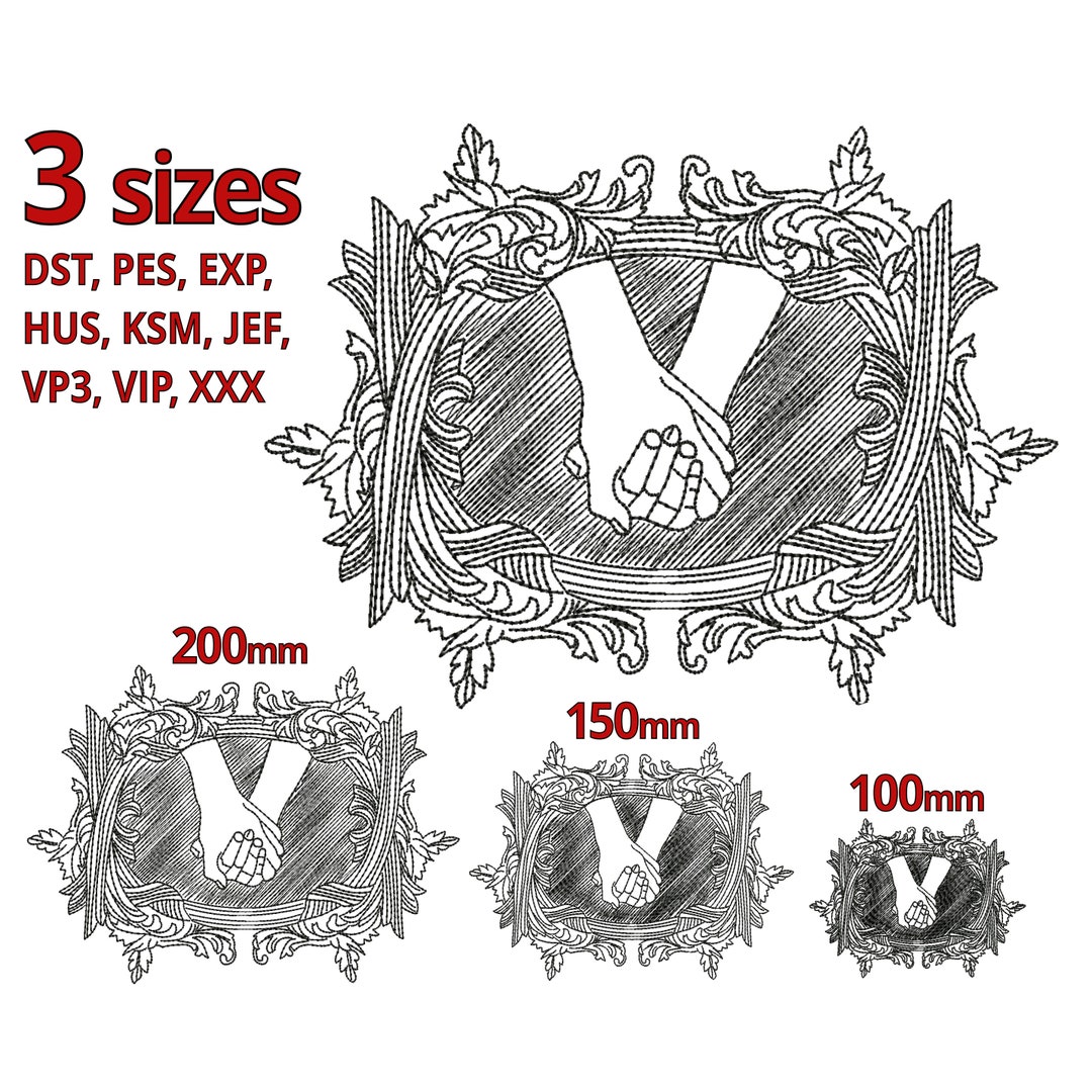 HANDS Embroidery Design 2 Sizes- Wedding Holding Hands Machine ...