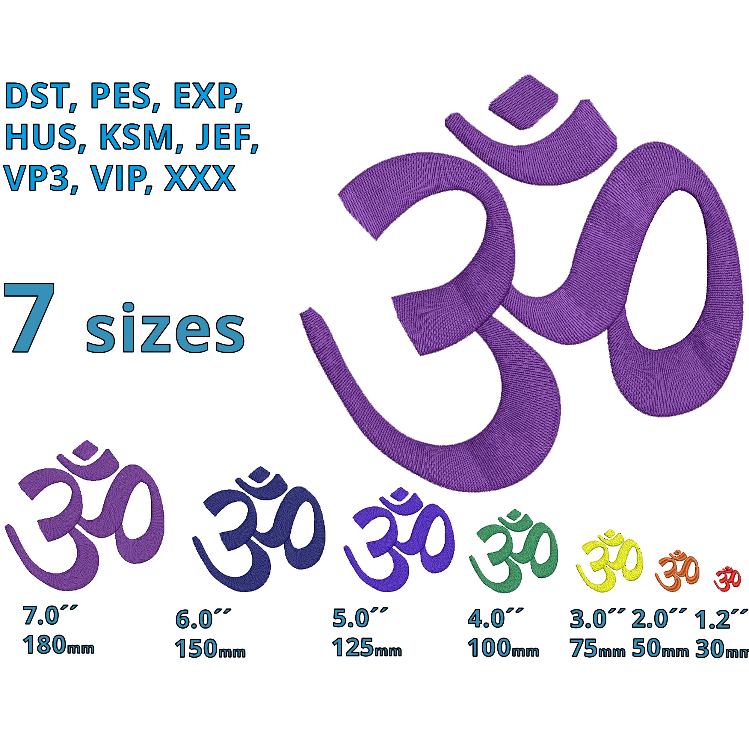 Om Sign Embroidery Design - 7 SIZES | Om Meditation | Pure Body Jewel ...