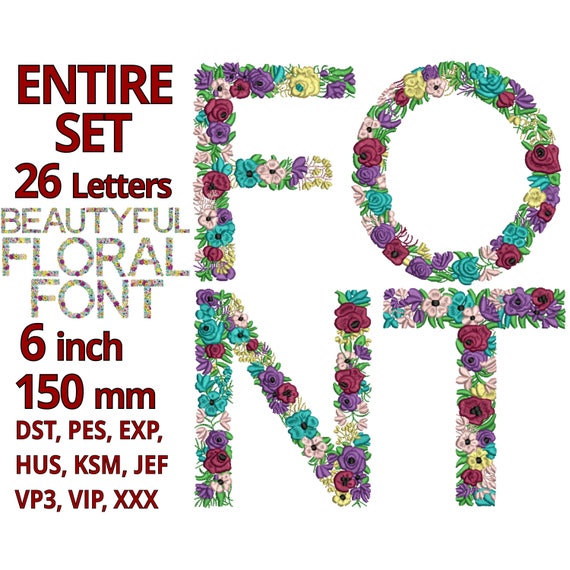 Alphabet Floral Machine Embroidery Font File 6inch 150mm | Etsy