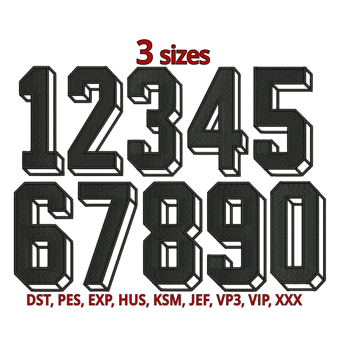 NUMBERS Embroidery Design 3 Sizes Sport College Big Numbers - Etsy