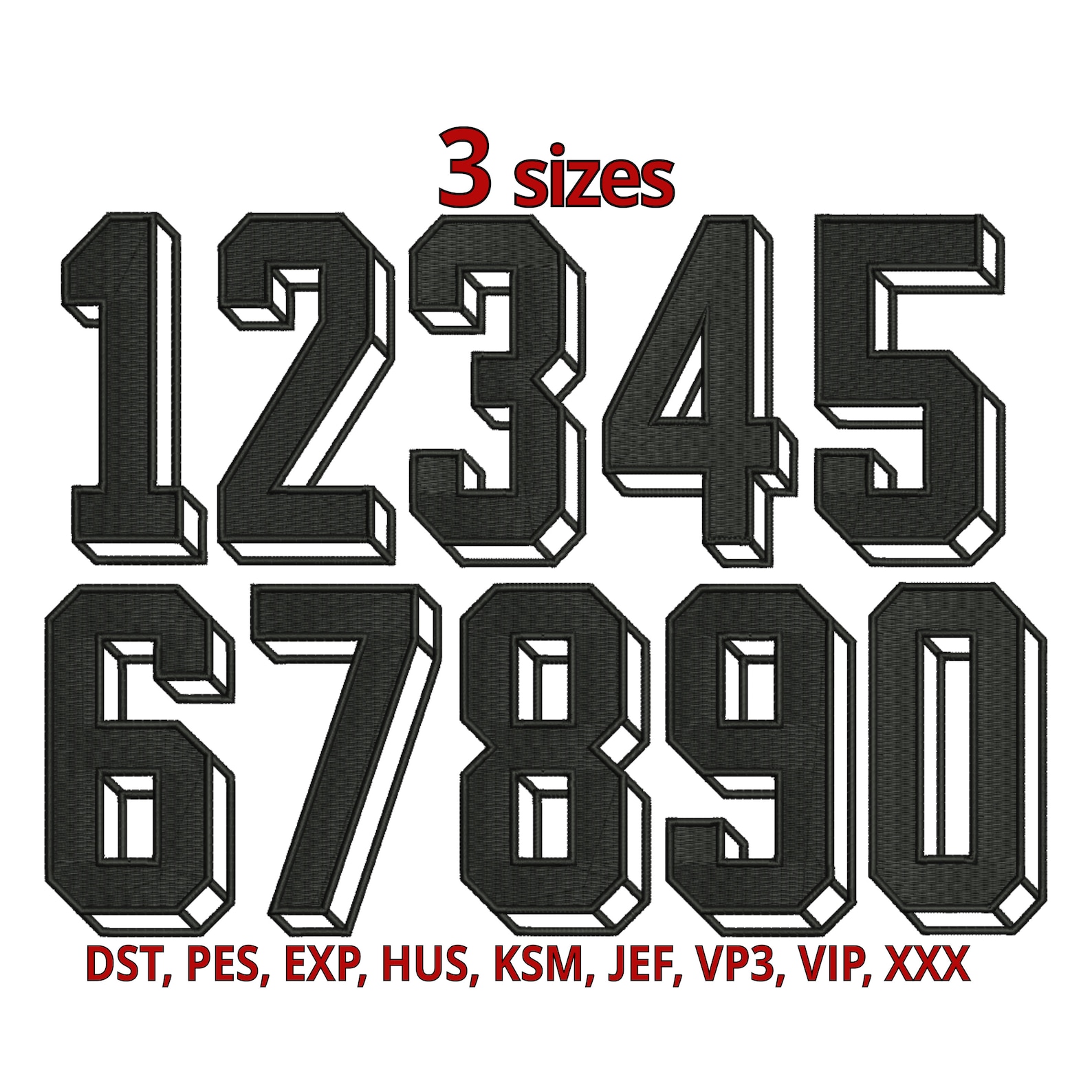 NUMBERS Embroidery Design 3 Sizes Sport College Big Numbers - Etsy