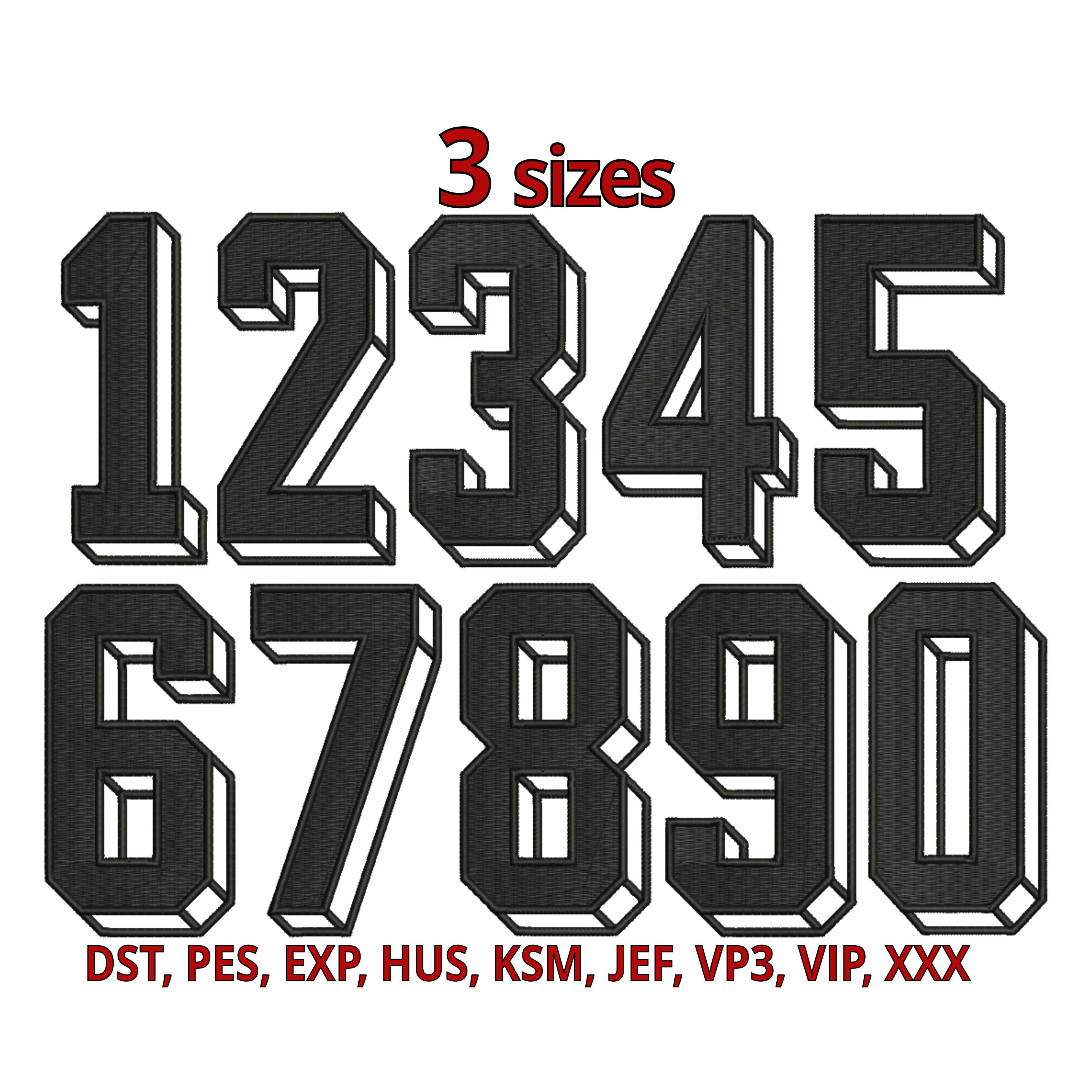 NUMBERS Embroidery Design 3 Sizes Sport College Big Numbers - Etsy