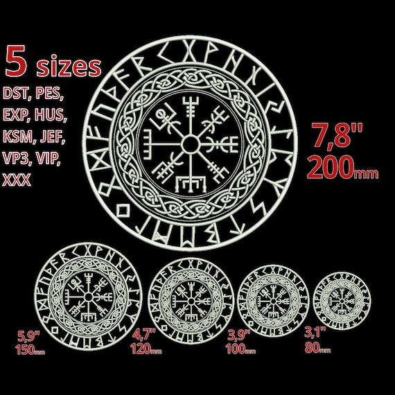Viking Compass Embroidery Design 5 Sizes VEGVISIR Machine | Etsy