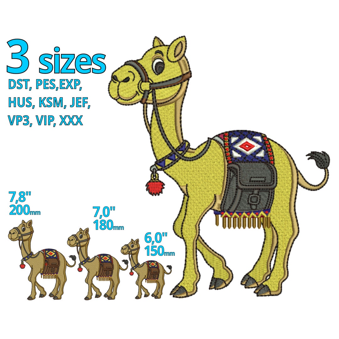 Camel Embroidery Design 3 Sizes - Moroccan Camel Machine Embroidery ...