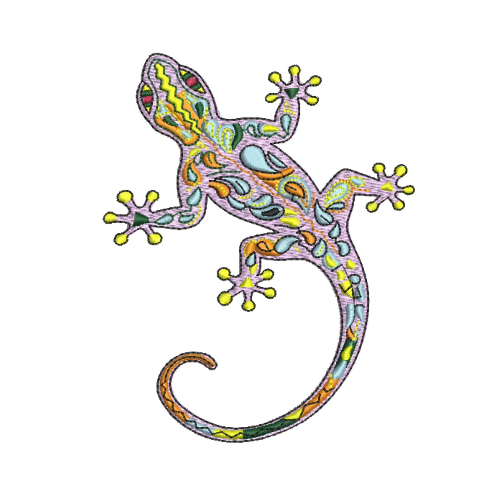 Gecko Embroidery Design Lizard Machine Embroidery File Psychedelic ...