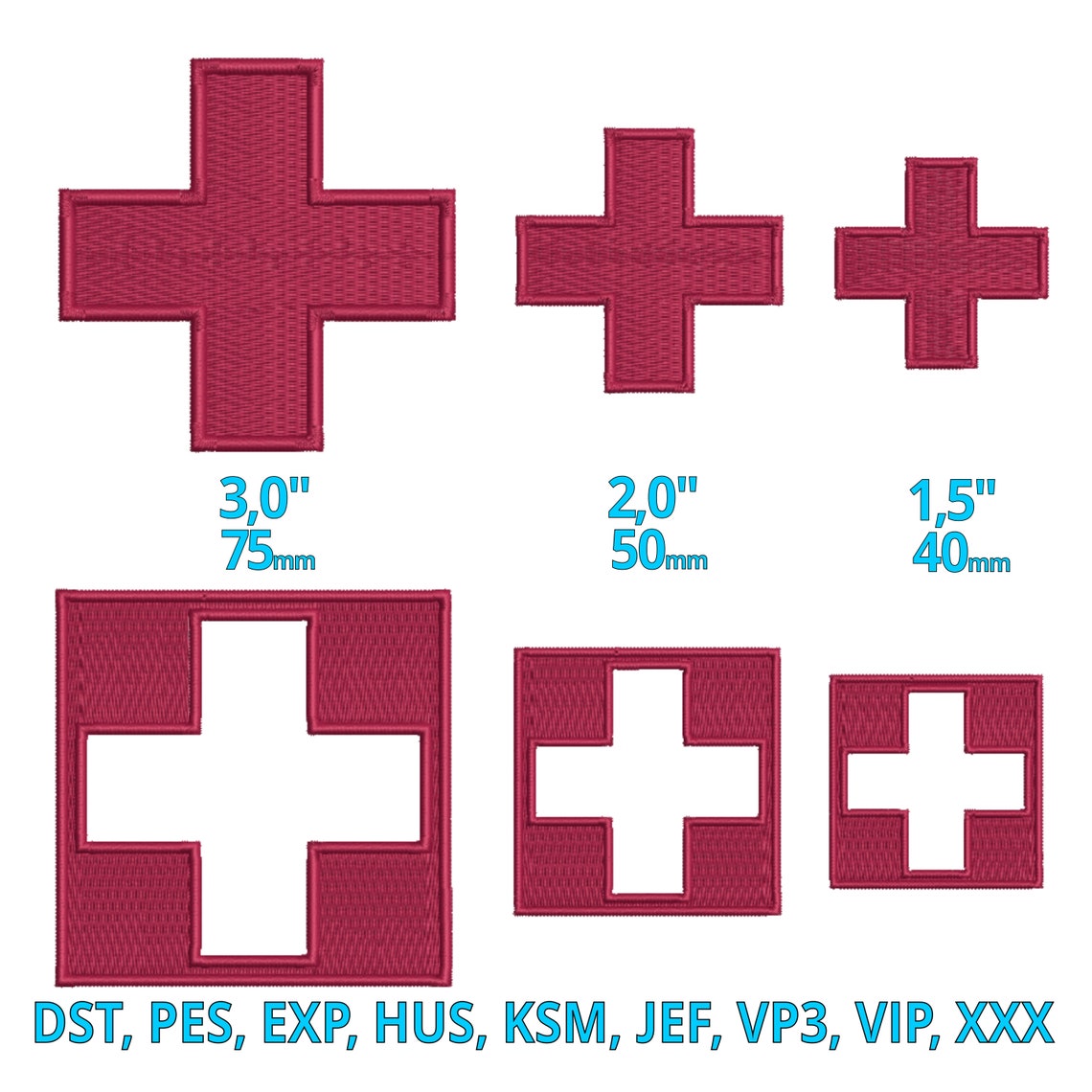 Red Cross Embroidery Design 2 Logos Redcross EMT Medical - Etsy