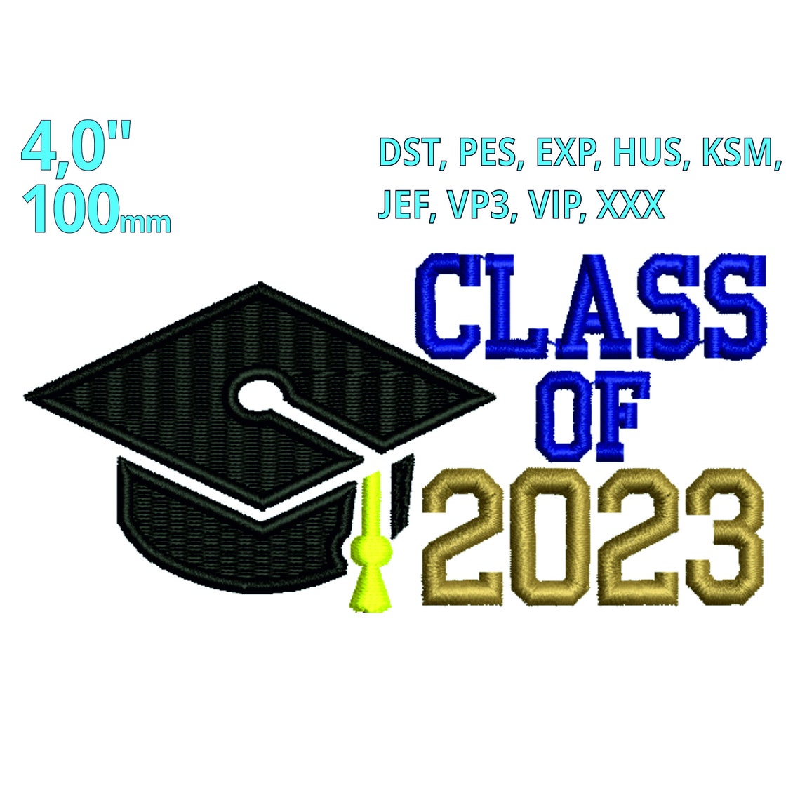 2023 Graduation Embroidery Design 3 Logos- Graduation Hat Machine ...
