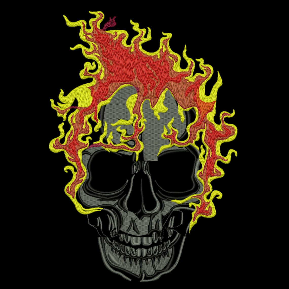 FIRE Skull Head Embroidery Design 3 Sizes DOWNLOAD Flaming - Etsy
