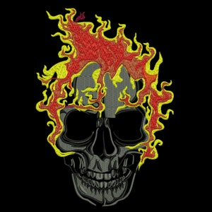 FIRE Skull Head Embroidery Design 3 Sizes DOWNLOAD Flaming Skullhead ...
