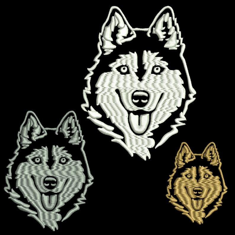 Siberian Husky Embroidery Design 3 SIZES, Smiling Dog Head Sketch ...