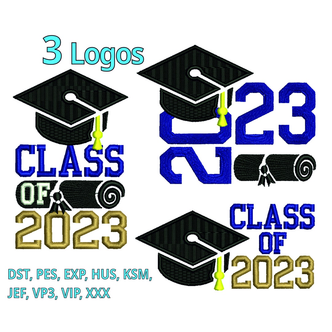 2023 Graduation Embroidery Design 3 Logos- Graduation Hat Machine ...