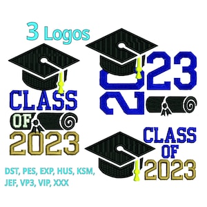2023 Graduation Embroidery Design 3 Logos- Graduation Hat Machine ...