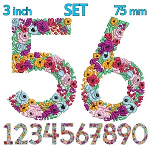 Numbers Embroidery Design | 3inch 75mm | FLORAL Number Machine ...