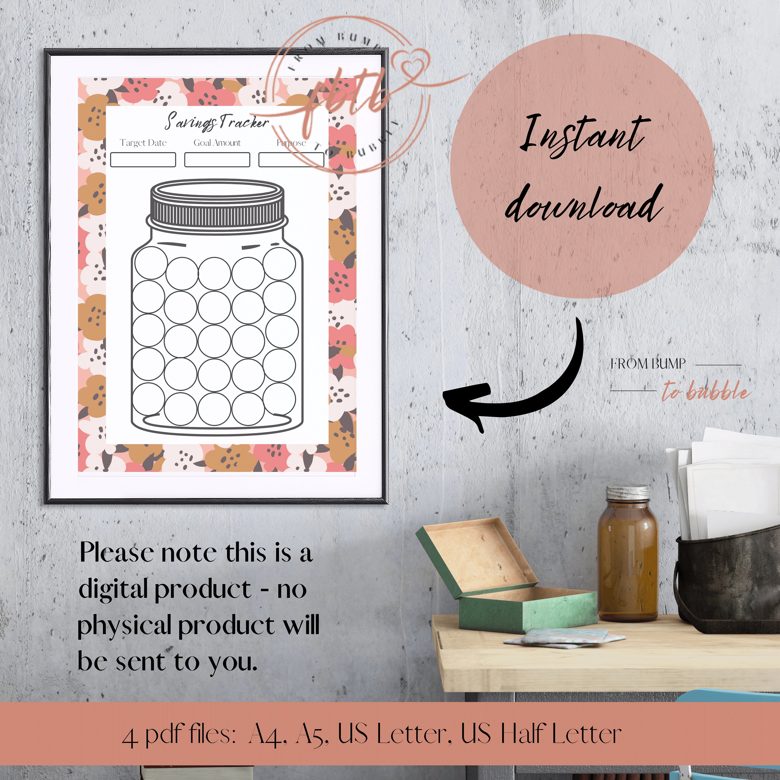 Savings Tracker Mason Jar | Savings Log | Savings Goal Planner | Money ...