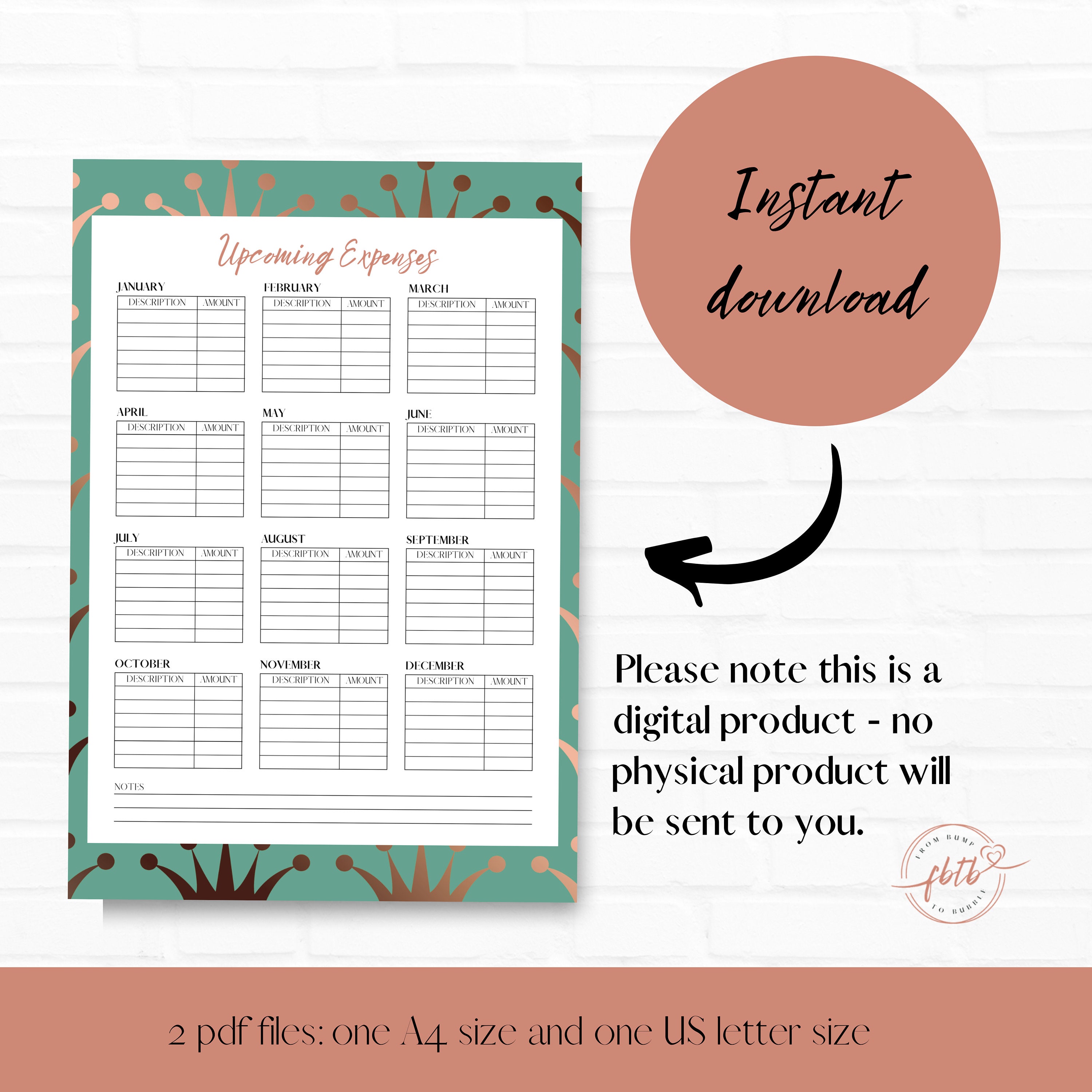 Family Budget Planner, Printable Finance Tracker, Emerald Green, A4 and ...